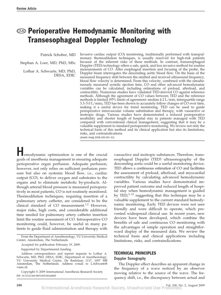 Perioperative Hemodynamic Monitoring With.9 | PDF | Aorta | Hemodynamics