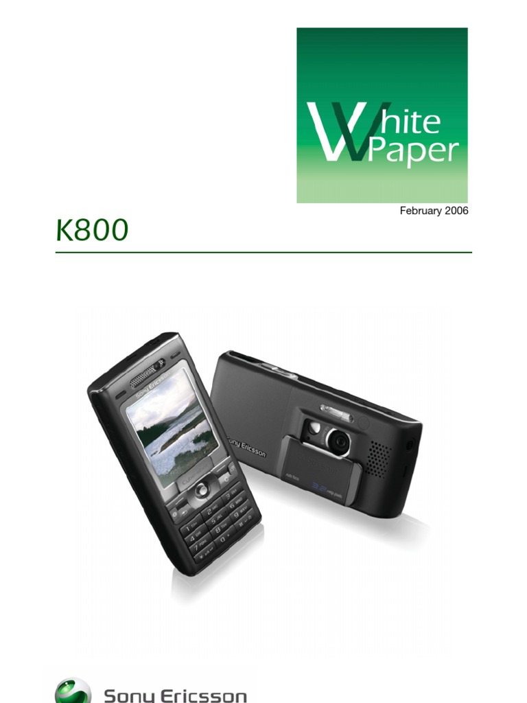 Sony Ericsson K800/K800i Whitepaper R1A | Bluetooth | General Packet ...