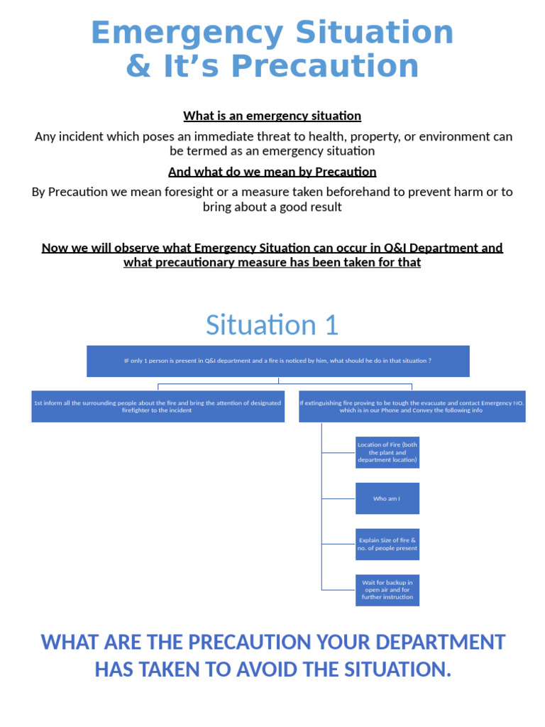 Emergency Situation & It's Precaution | PDF | Firefighter | Emergency