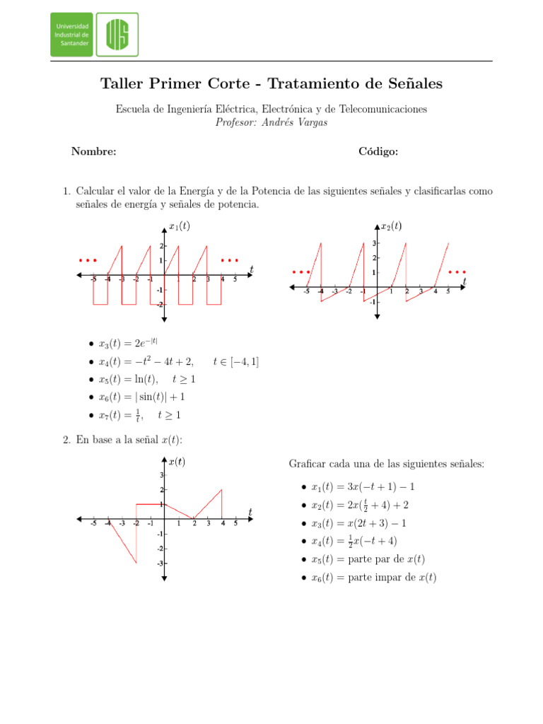 Taller Primer Corte Señales | PDF