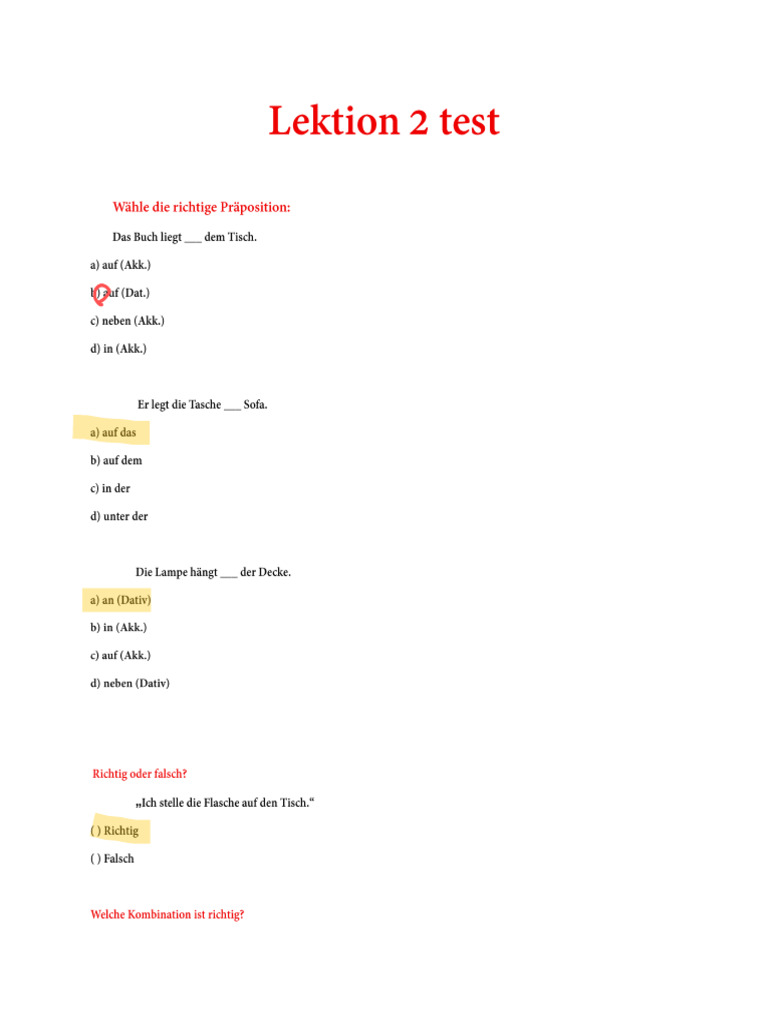 Buch 3 Lektion 2 Test | PDF