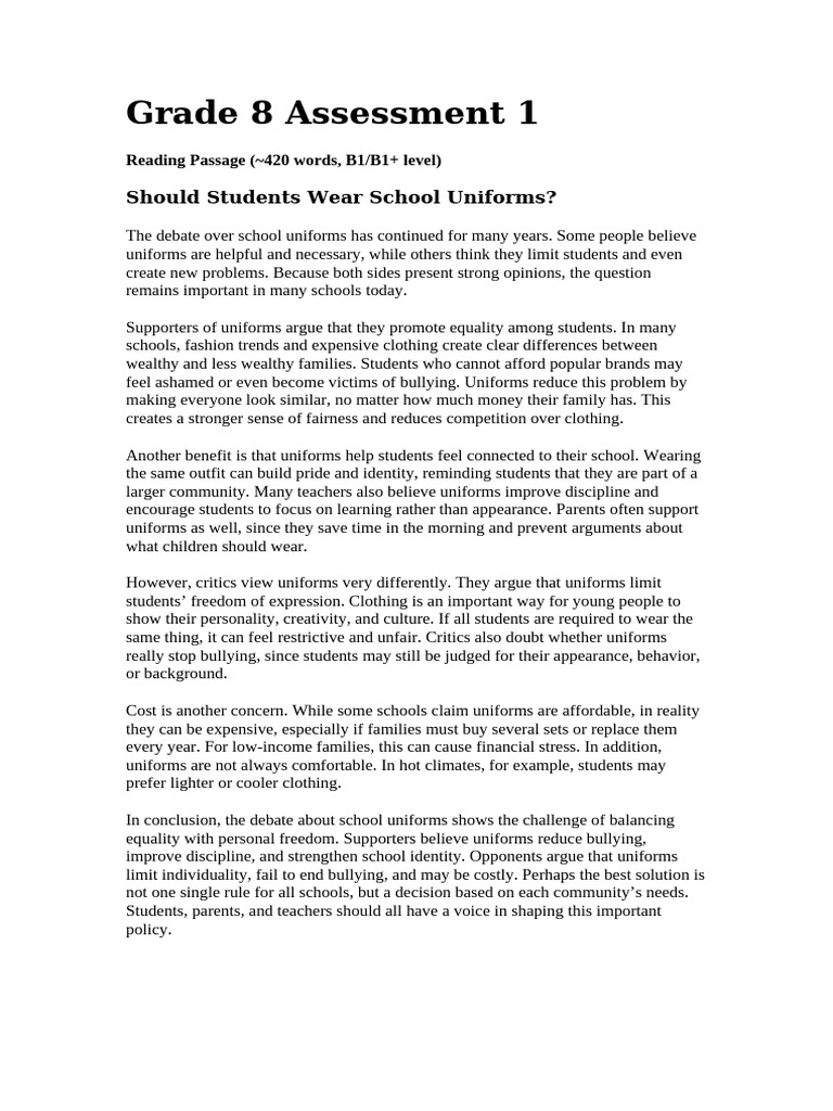 School Uniforms Debate: Pros and Cons | PDF | Bullying | Social Psychology