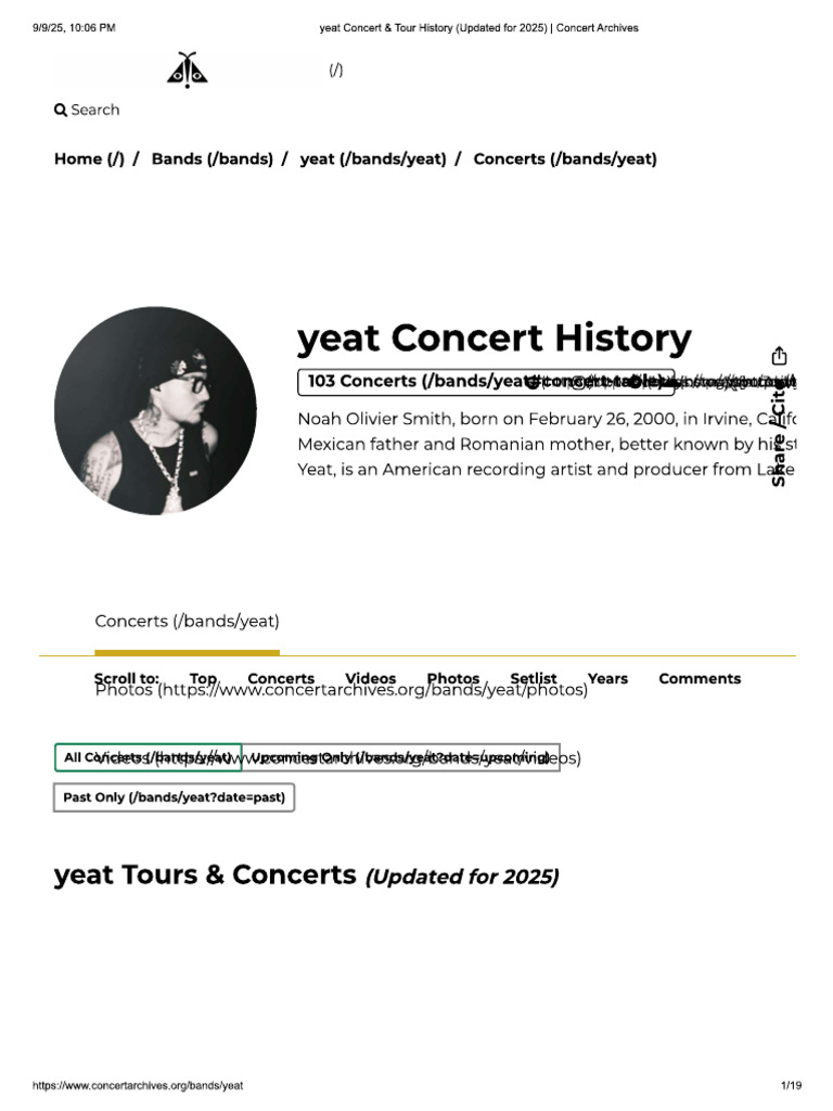 YEAT Concerts 2025 | PDF