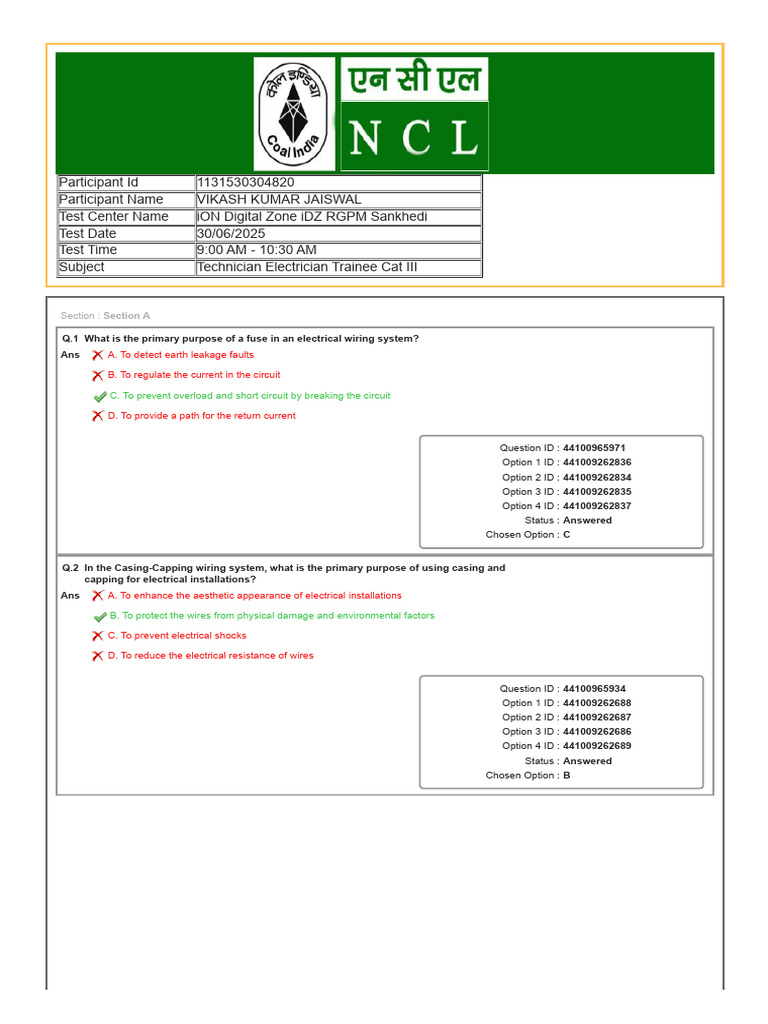 NCL Answer Sheet | PDF