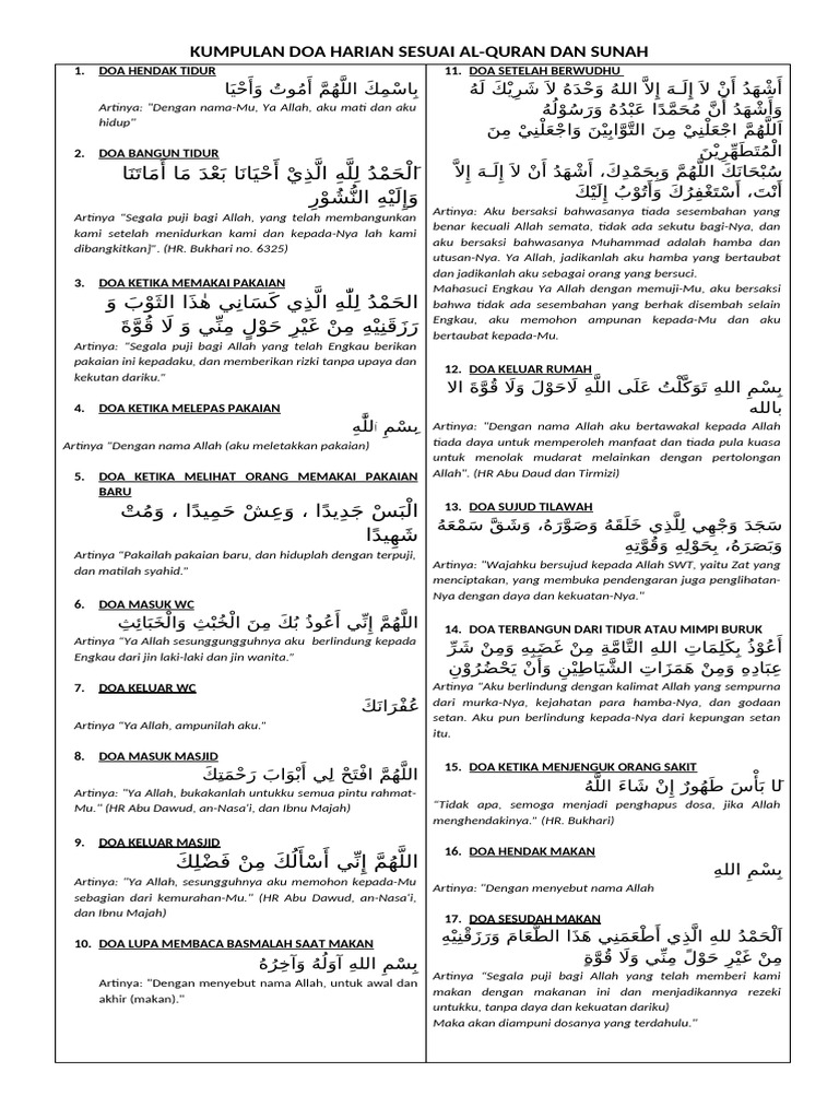 Kumpulan Doa Harian Sesuai As Sunah | PDF