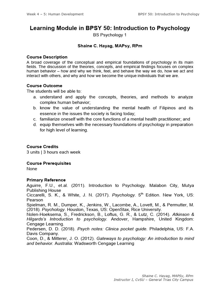 Human Development in Psychology Course | PDF | Adolescence | Attachment ...