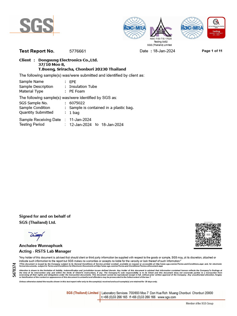 RoHS Compliance Test Report for EPE Foam | PDF