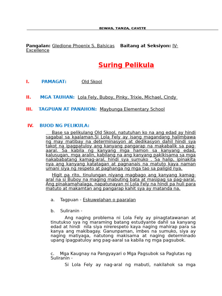 SURING-PELIKULA-Old Skool | PDF