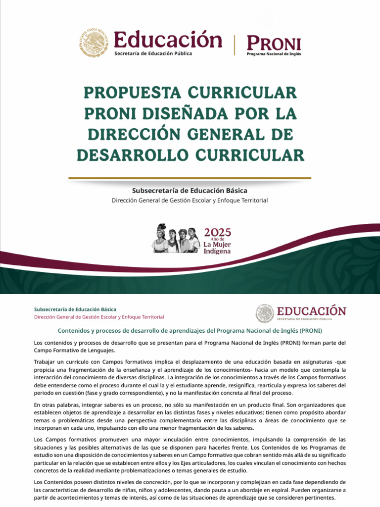 Propuesta Curricular PRONI DGDC 2025 | PDF | Aprendizaje | Comunicación