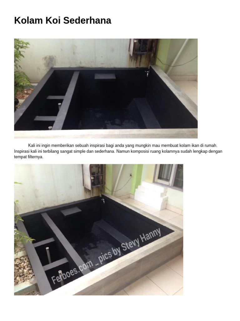 Kolam Koi Sederhana dengan Filter 3 Chamber | PDF