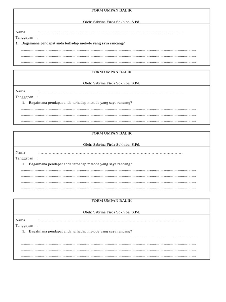 Form Umpan Balik | PDF