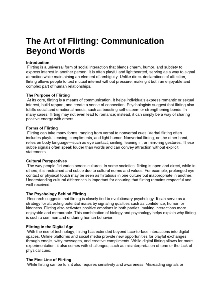 The Art of Flirting Explained | PDF | Flirting | Nonverbal Communication