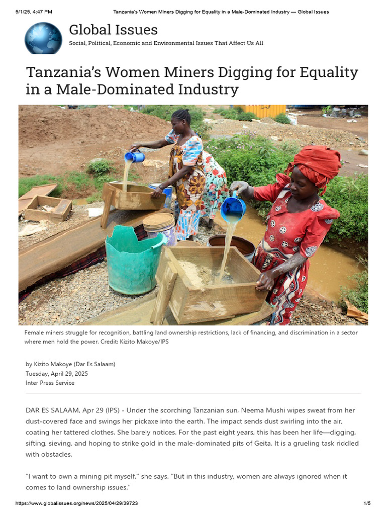 Tanzania's Women Miners Digging For Equality in A Male-Dominated ...