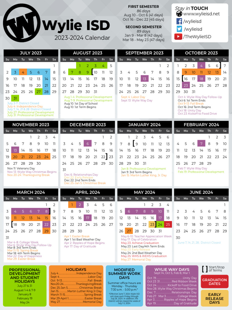 Wylie ISD 2025-2026 School Calendar | PDF | Observances
