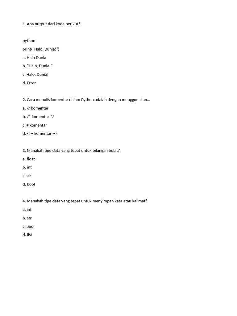 Soal Latihan Python | PDF