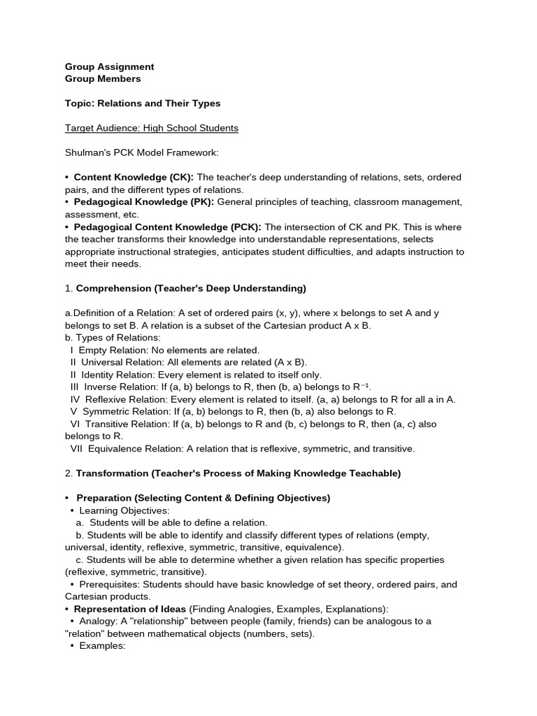 Understanding Types of Relations in Math | PDF | Teachers | Learning