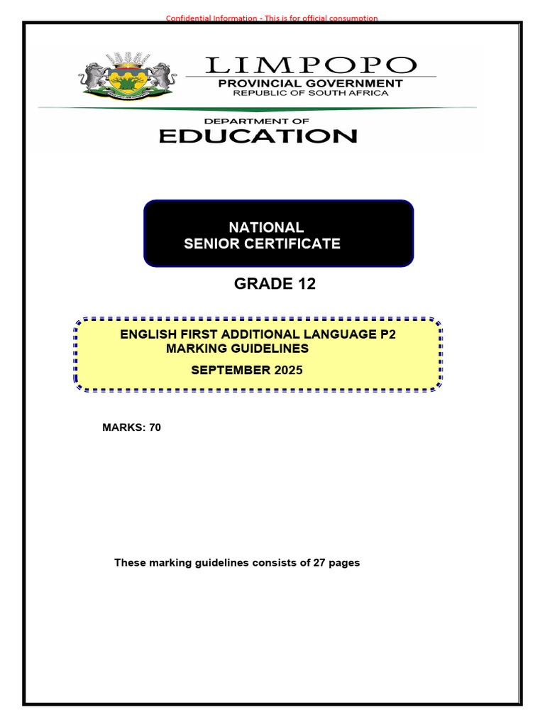 Grade 12 English P2 Marking Guidelines | PDF | Strange Case Of Dr ...