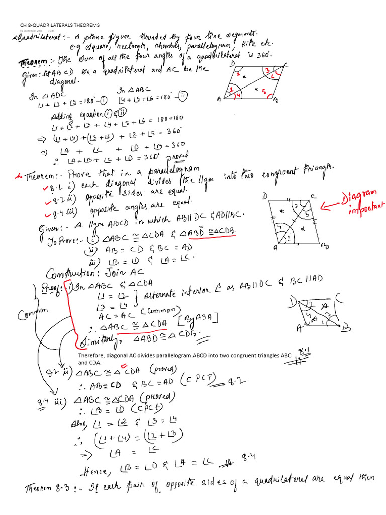 CH 8-Quadrilaterals Theorems | PDF