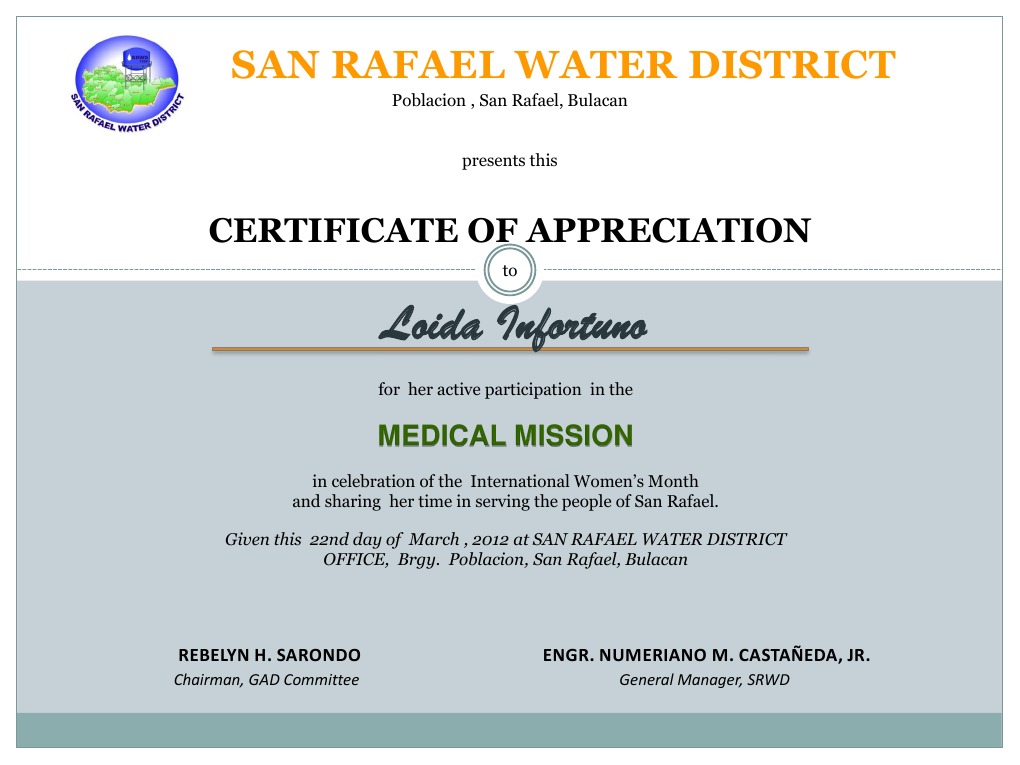 Certification For Medical Mission | PDF