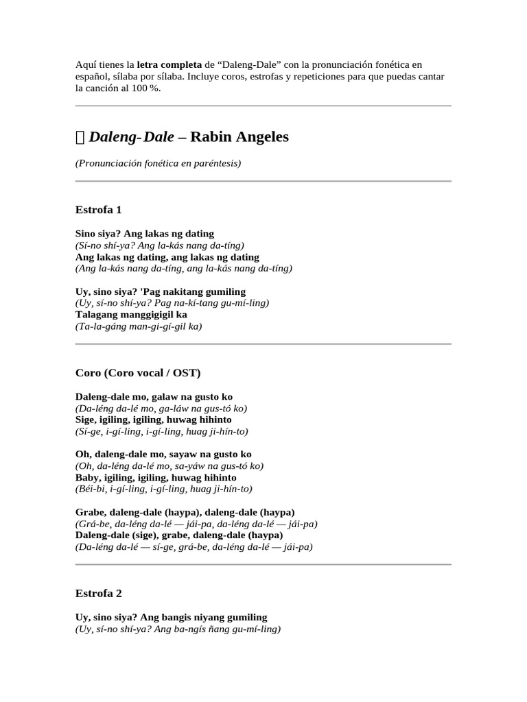 Aquí Tienes La Letra Completa de | PDF | Lingüística | Fonética