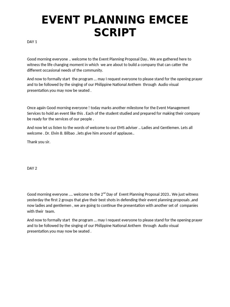 Emcee Script - Event Planning | PDF