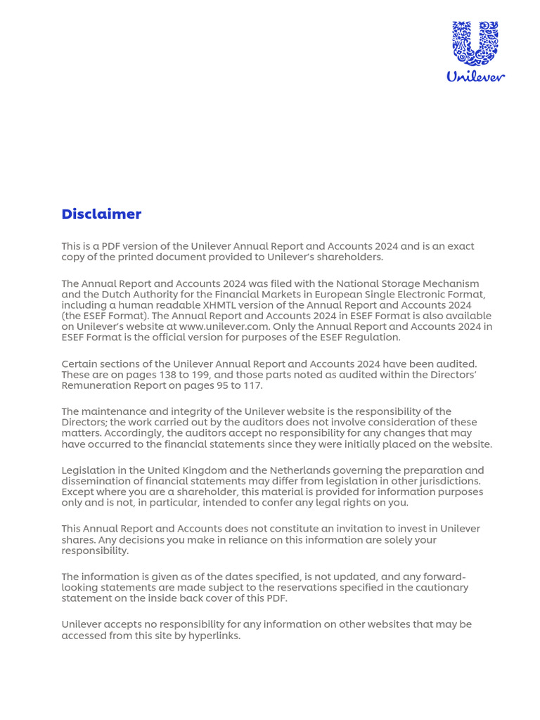 Unilever Directors' Remuneration Report 2024 | PDF | Employment ...