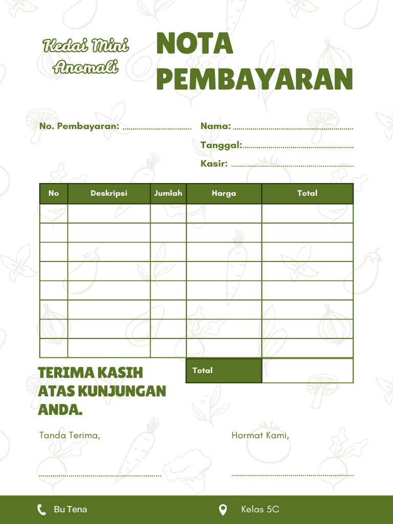 Hijau Putih Minimalis Bisnis Nota Pembayaran Invoice | PDF