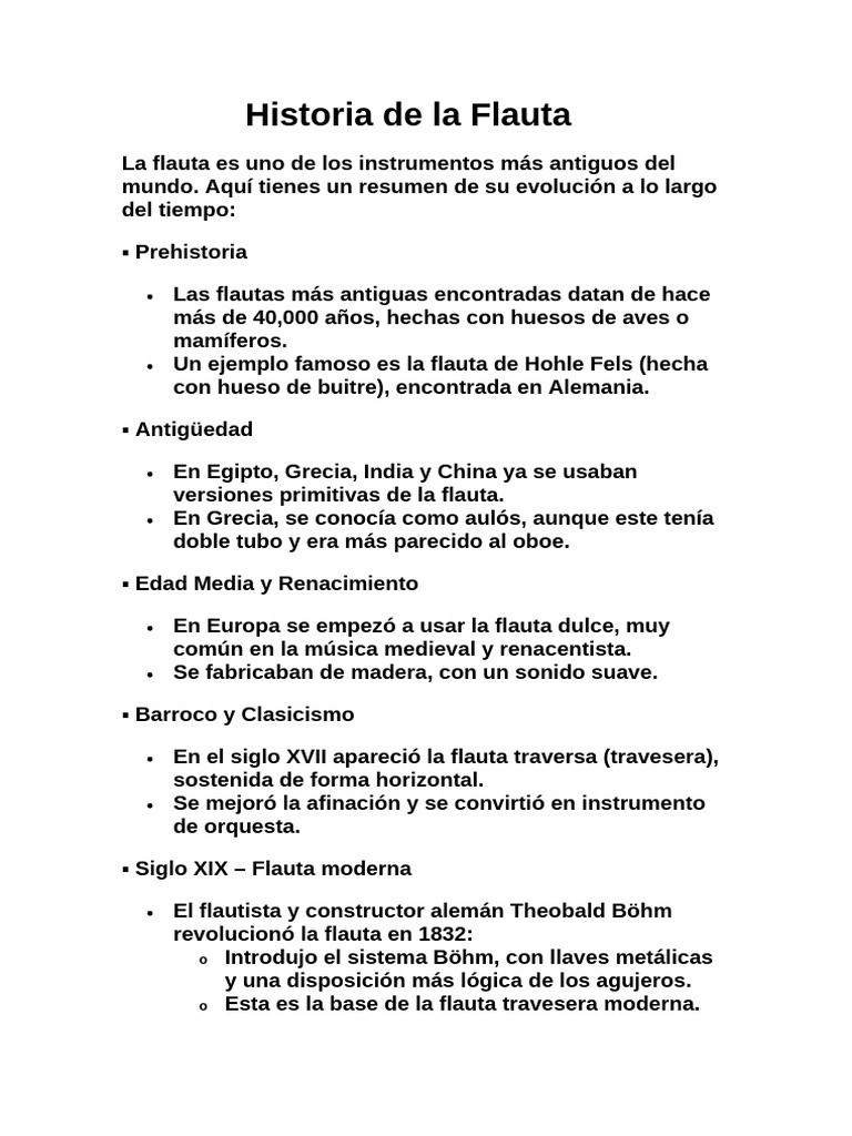 Evolución de la Flauta a lo Largo del Tiempo | PDF | Flauta ...
