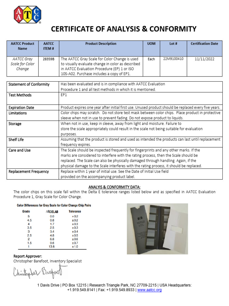 AATCC Gray Scale for Color Change | PDF