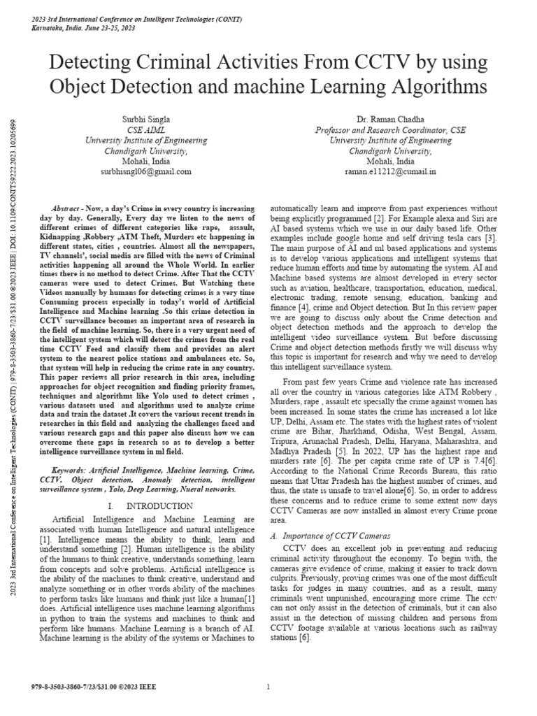Crime Detection via CCTV and AI Techniques | PDF | Closed Circuit ...