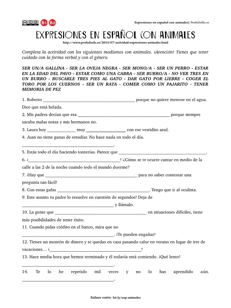 Modismos en español con animales | PDF