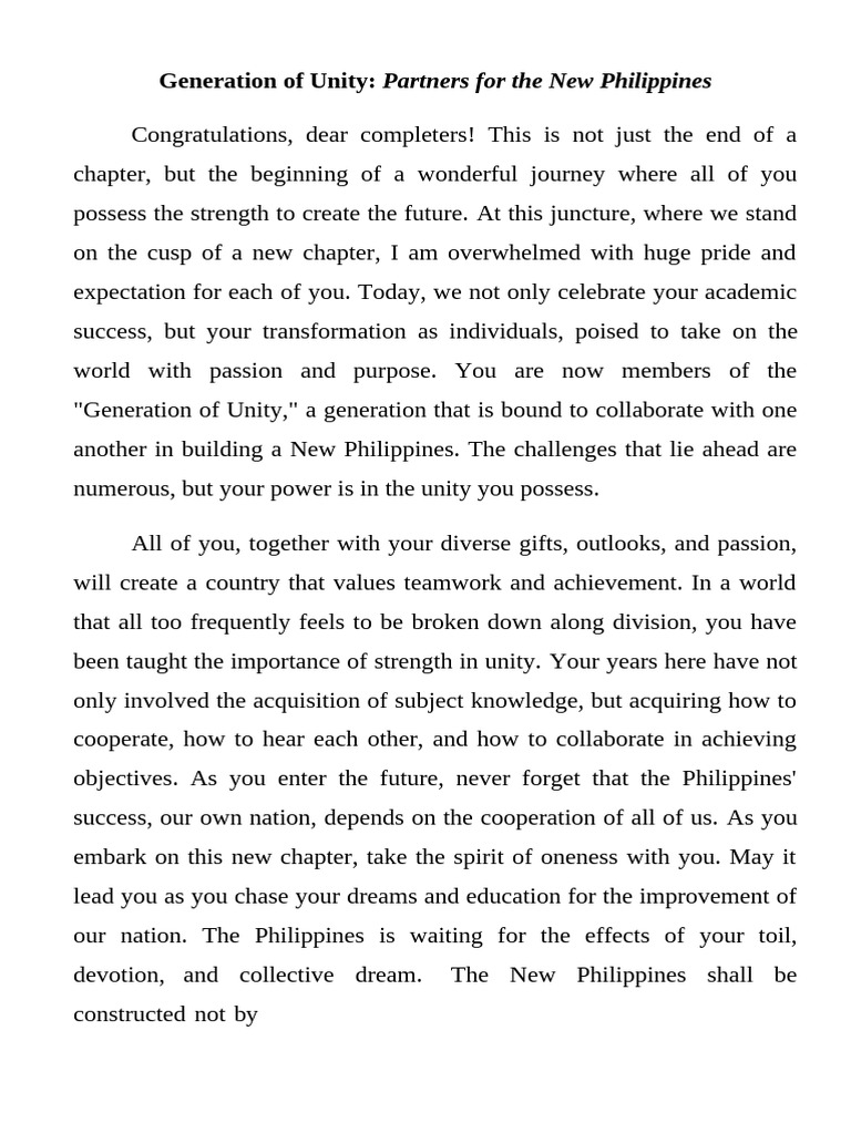 Unity Partners for a New Philippines | PDF