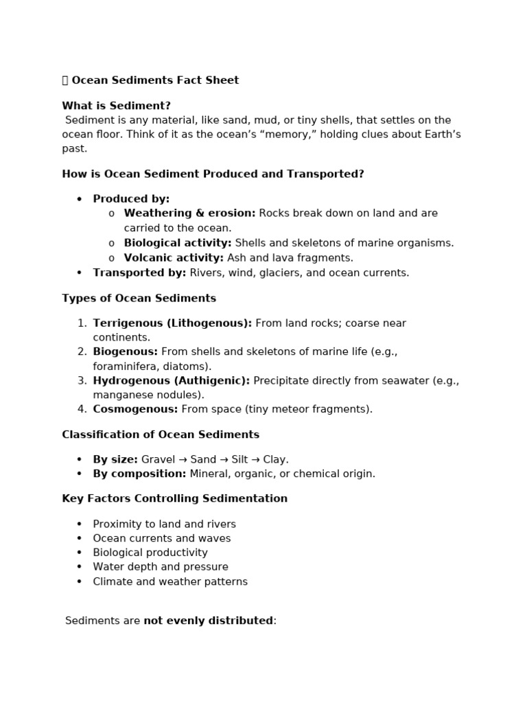 Ocean Sediments Overview and Importance | PDF
