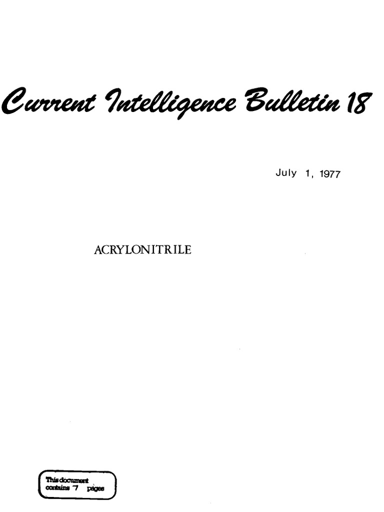Acrylonitrile - Niosh | PDF | Occupational Hygiene | Occupational Safety And Health