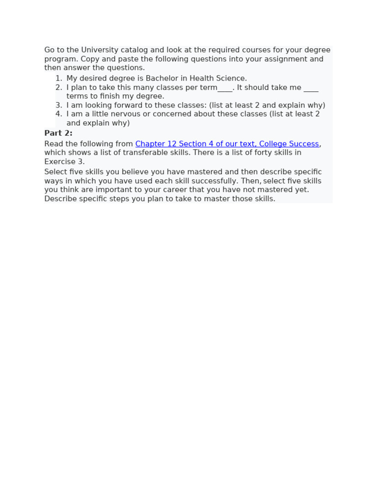 Chapter 12 Section 4 of Our Text, College Success | PDF