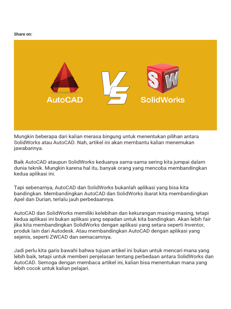 AutoCAD Vs SolidWorks | PDF