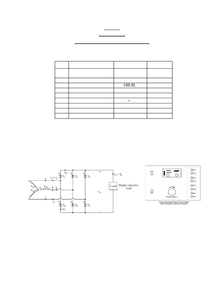 Cycle - II Experiment - 4 - Three Phase Fully Controlled Rectifier | PDF | Power Electronics ...