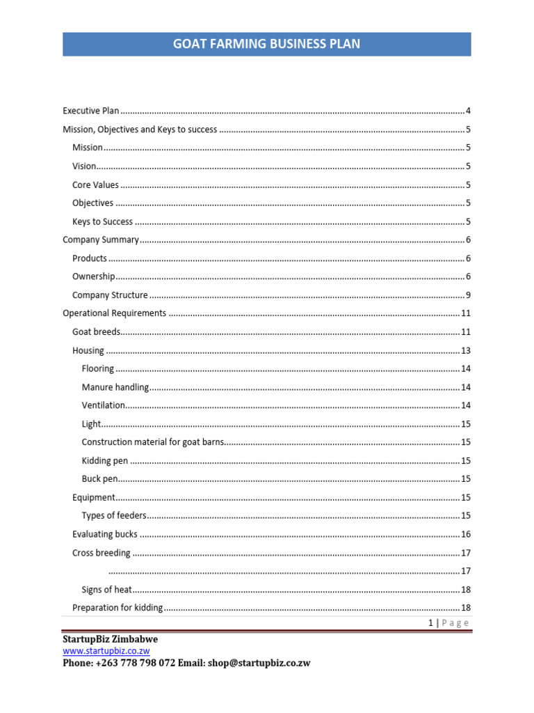 Goat Farming Business Plan Guide | PDF | Partnership | Goat