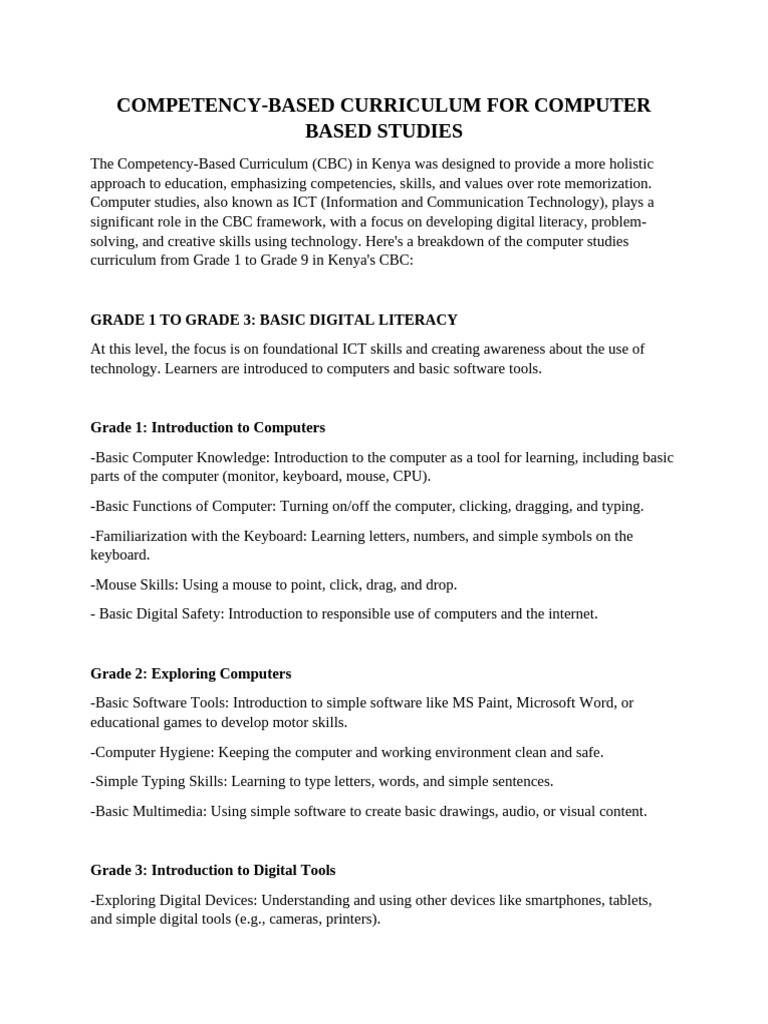 Competency-Based ICT Curriculum in Kenya | PDF | Computer Programming ...