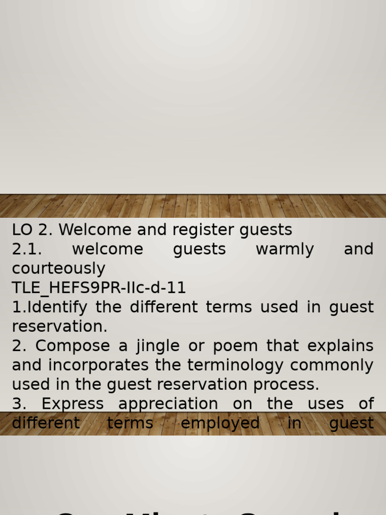 2nd W3 Day3 Terms Used in Guest Reservation | PDF