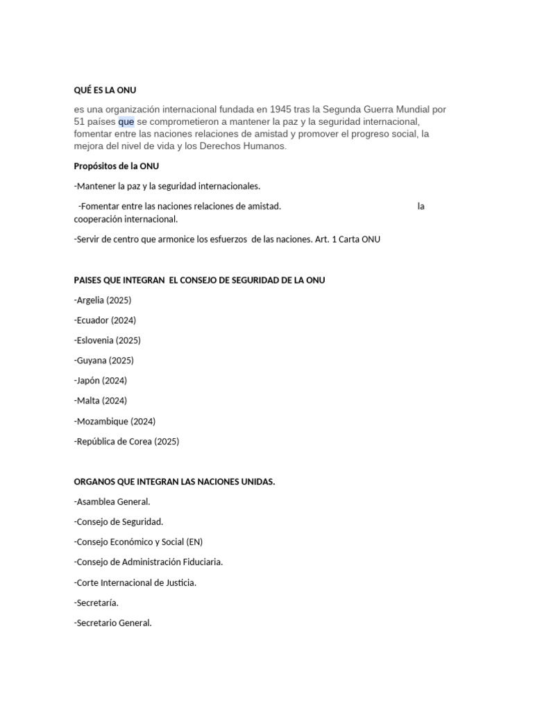 Qué Es La Onu | PDF