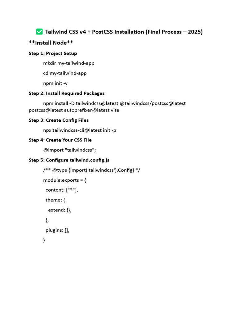 Tailwind CSS v4 Installation | PDF