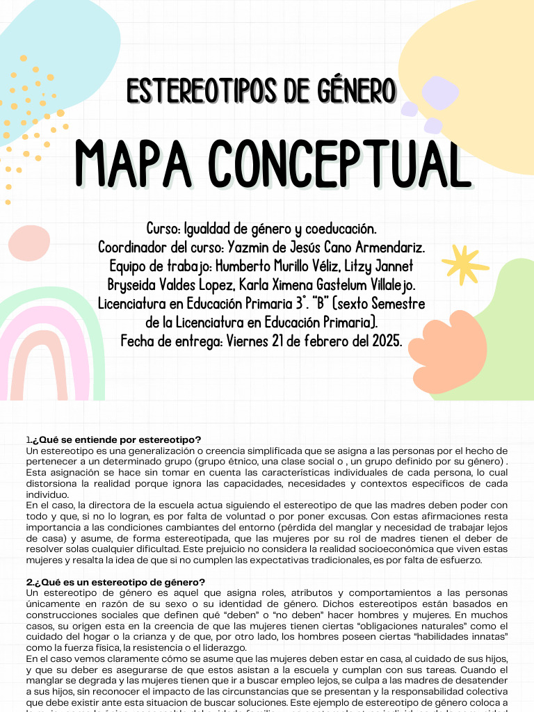 Mapa Conceptual de Estereotipos de Género | PDF | Rol de género | Género
