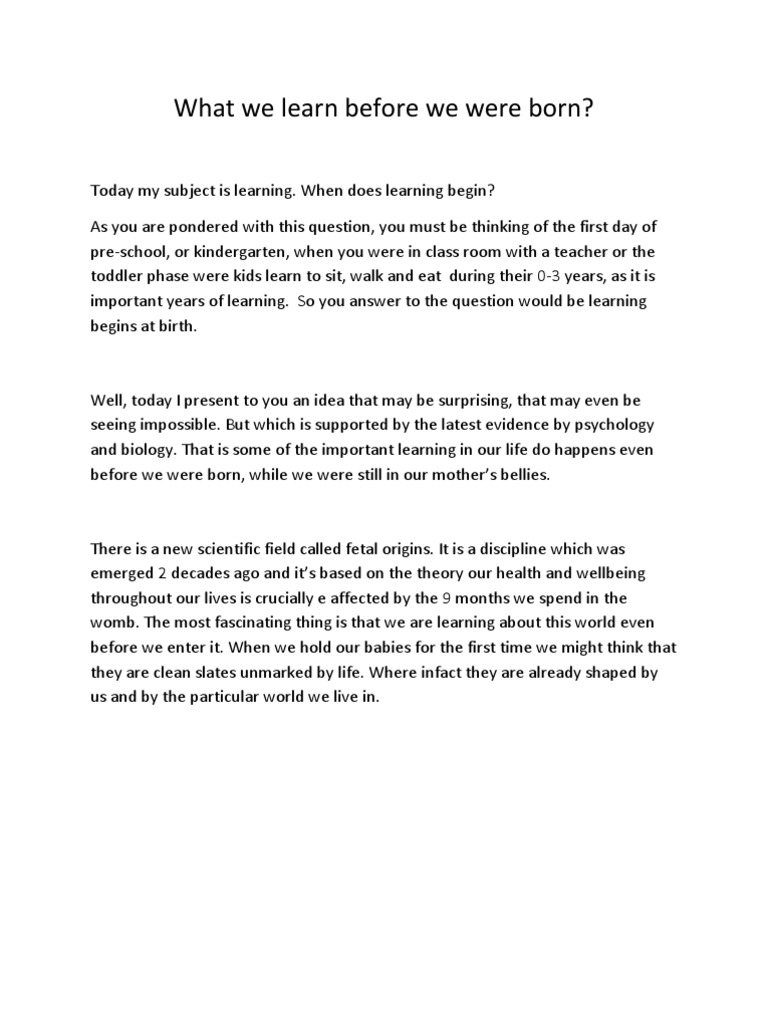 What We Learn Before We Are Born-Ted | PDF | Pregnancy | Infants