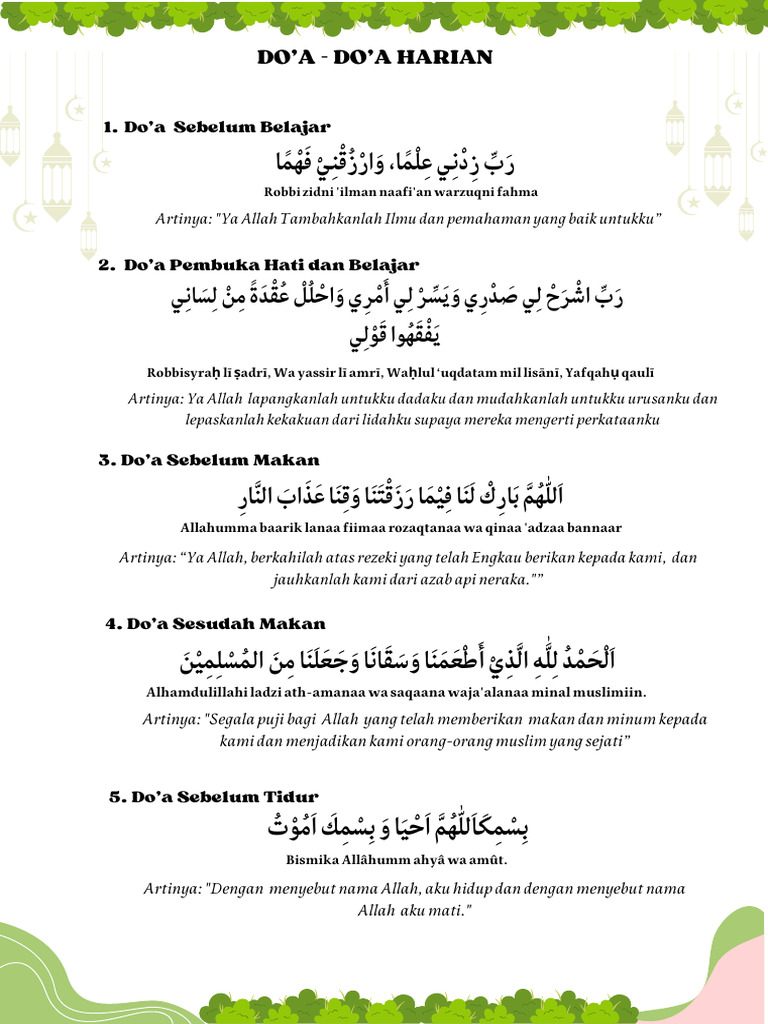Doa Harian untuk Berbagai Keperluan | PDF