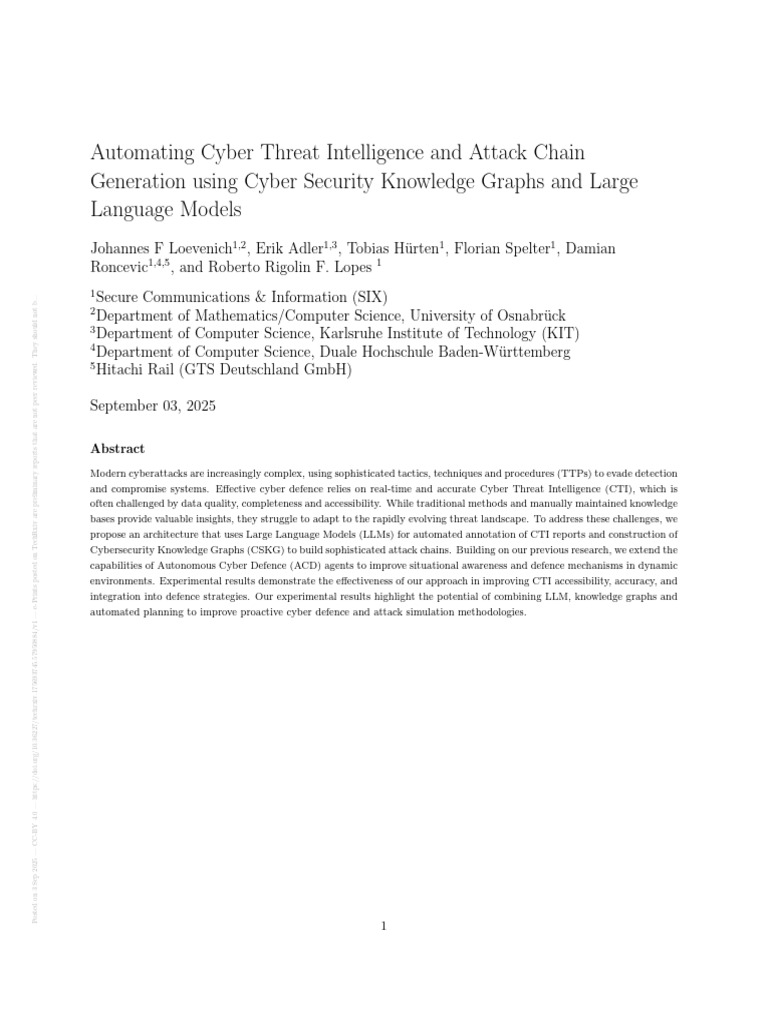 Automating Cyber Threat Intelligence and Attack Chain Generation Using Cyber Security Knowledge ...