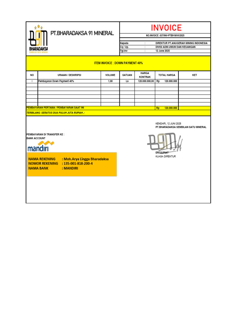 Invoice Pt.b91m ( 12 Juni 2025 ) | PDF