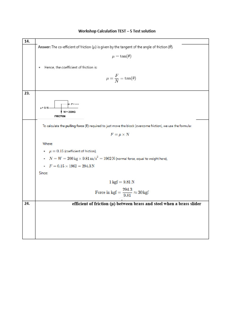Test - 5 Answer Discussion | PDF | Friction | Force
