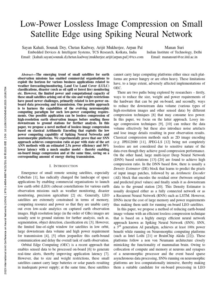 Low-Power Lossless Image Compression On Small Satellite Edge Using ...