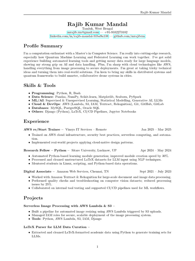 Demo CV Tata | PDF | Amazon Web Services | Artificial Intelligence